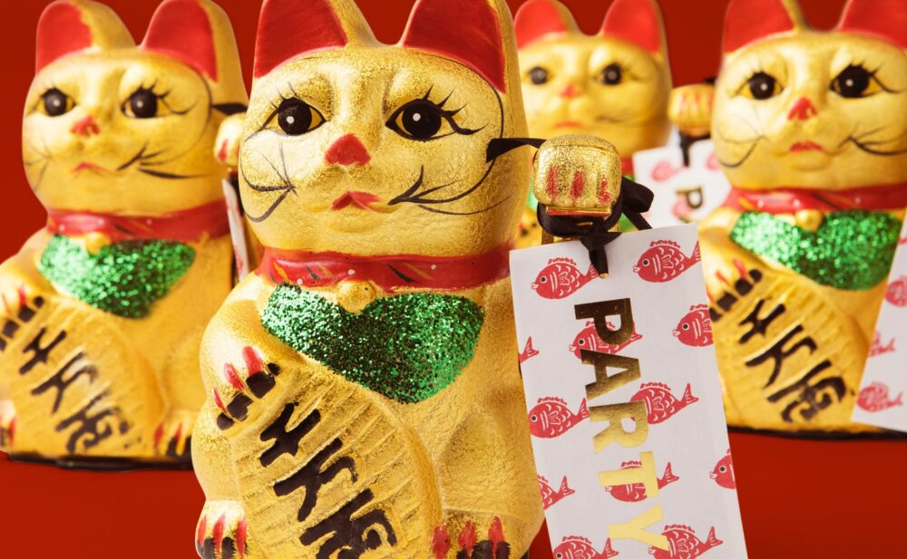 Fortune Cat Holiday Invitation - Matchbox Studio